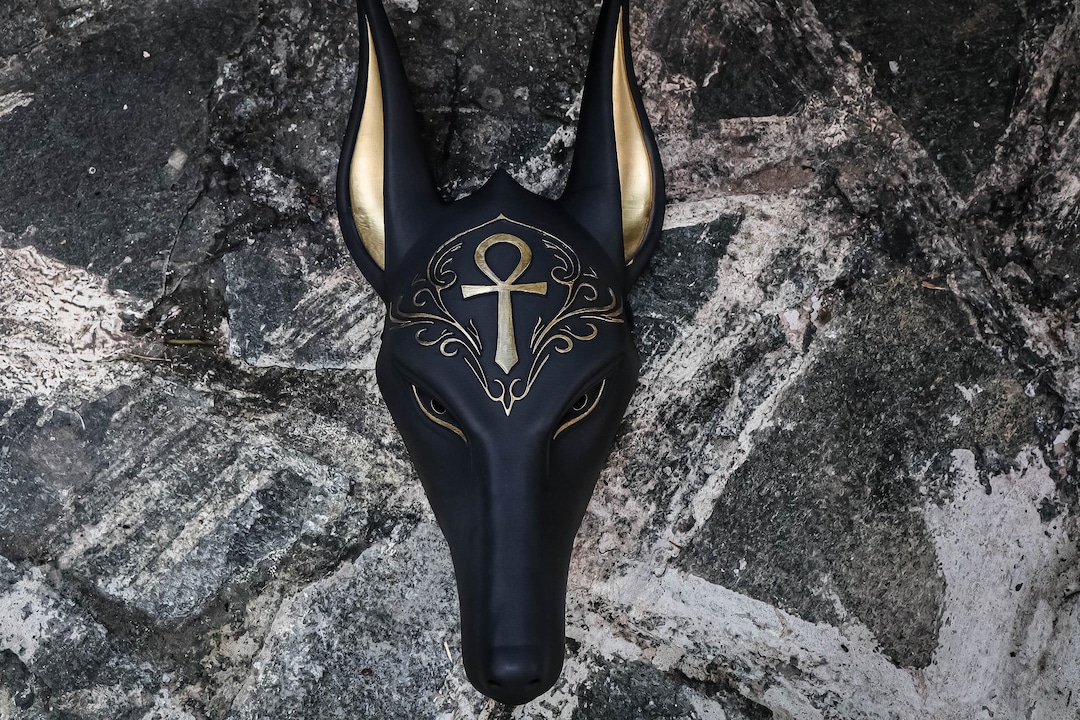 Handmade Anubis Jackal Mask – Egyptian God, Black & Gold, Wearable or ...