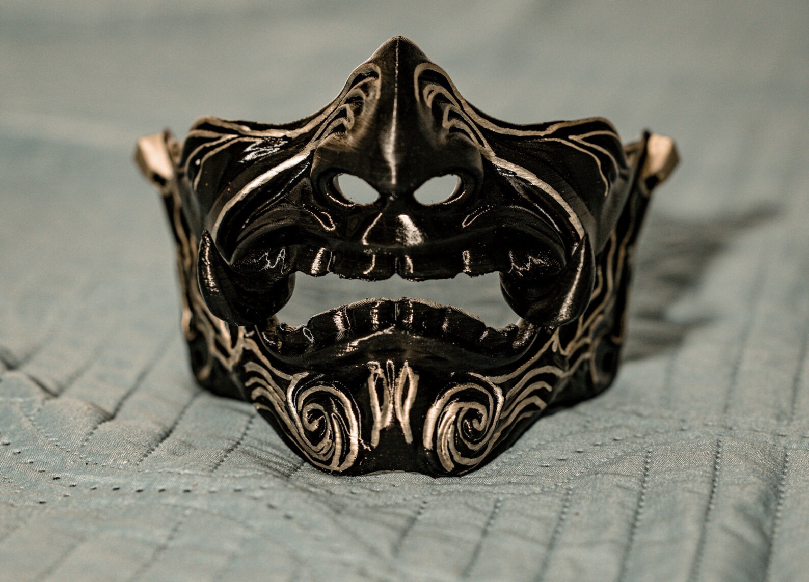 Samurai Japanese Style Cosplay Hannya Wearable Mempo Half Face Oni Mask ...