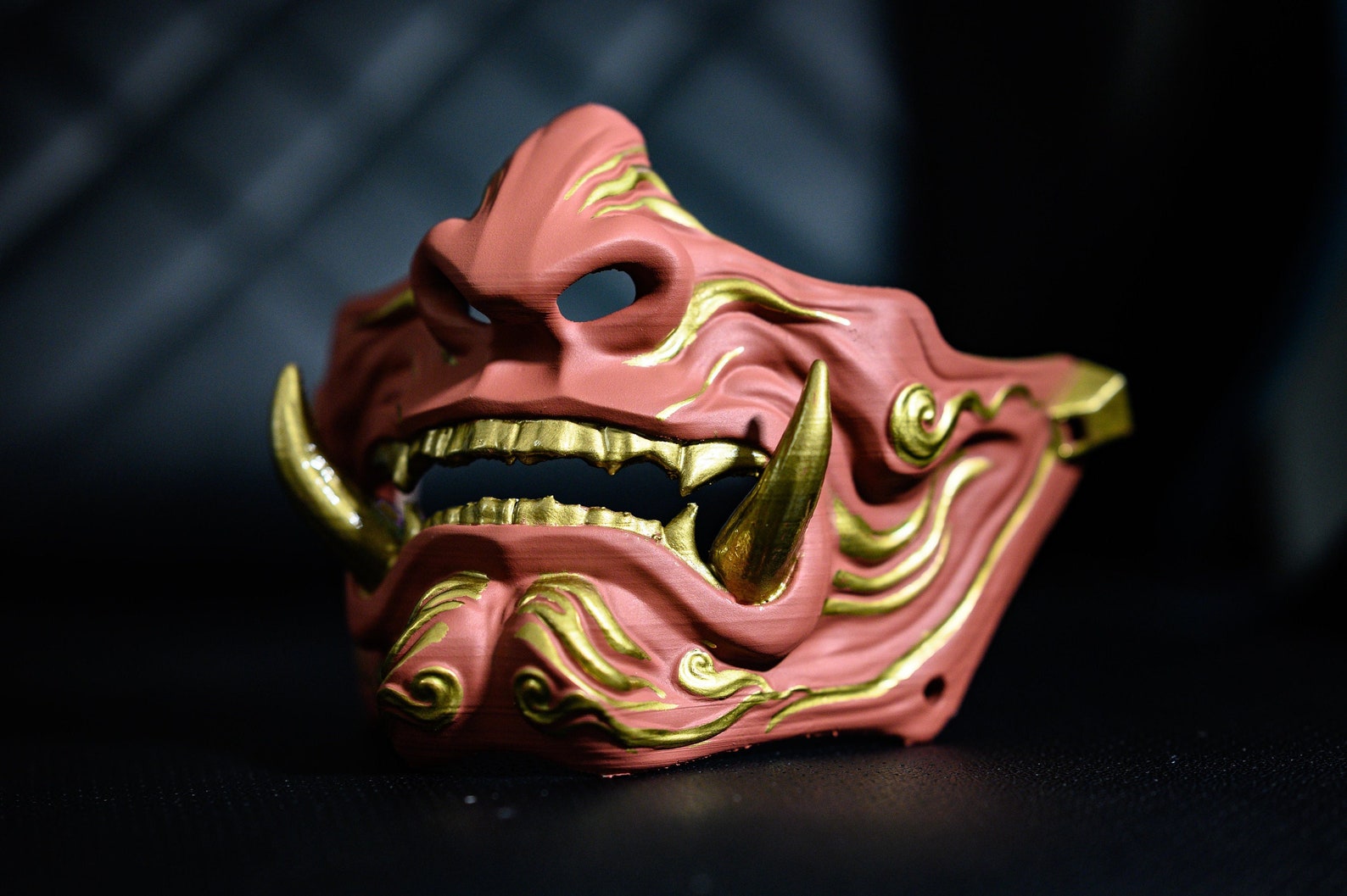 Oni Half Face Wearable Mempo Mask Japanese Samurai Cosplay - Etsy