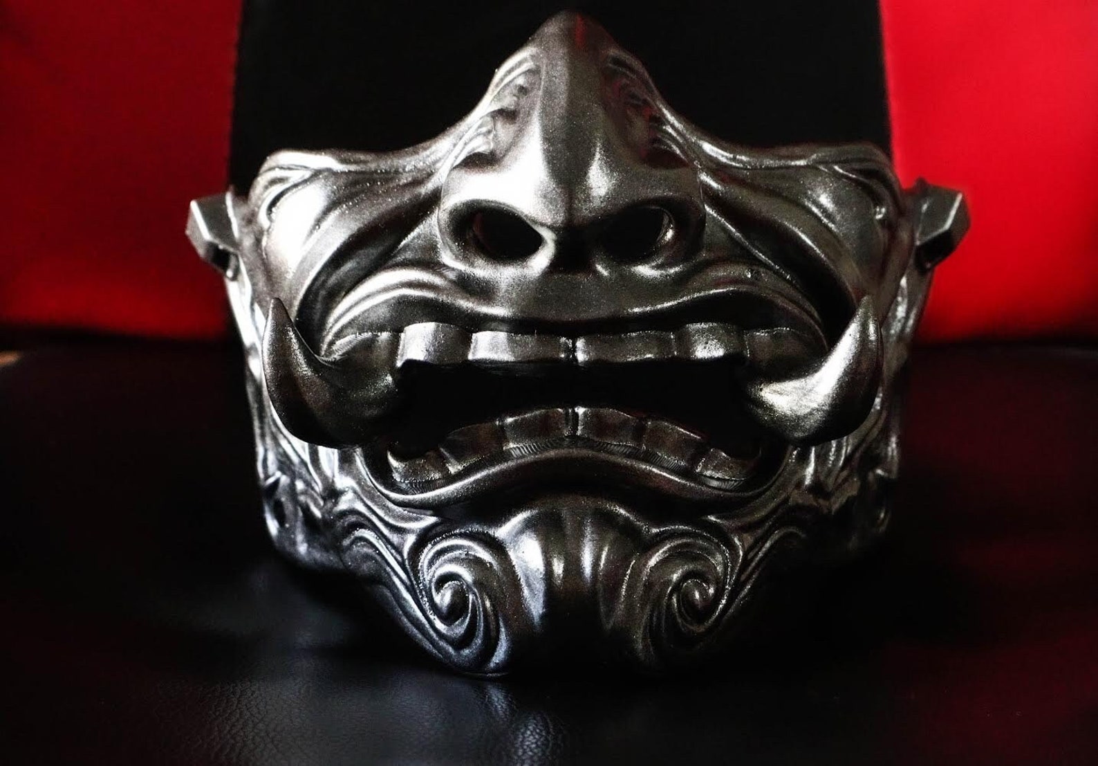 Oni Half Mask Japanese Wearable Samurai Style cosplay - Etsy