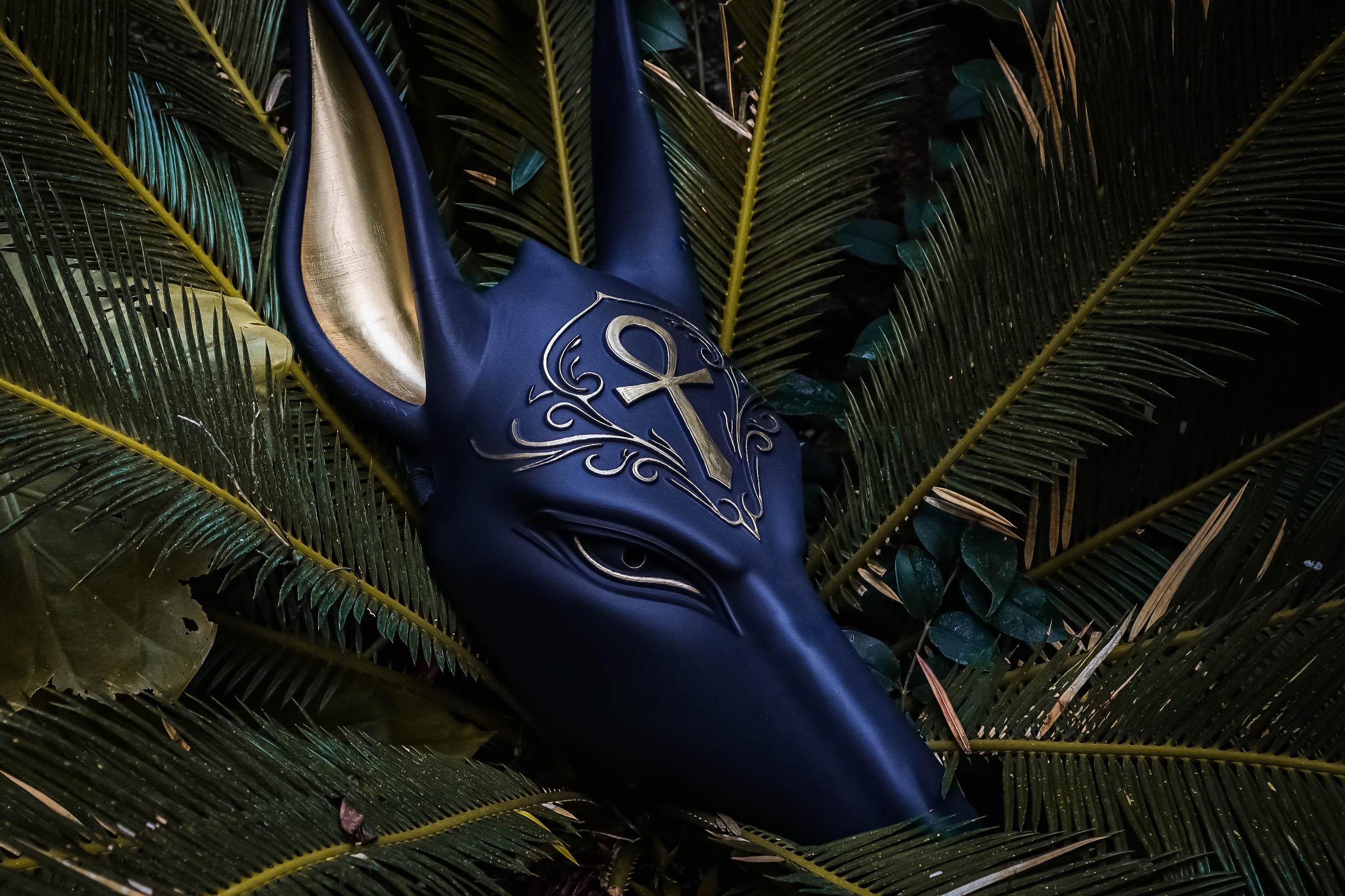 Handmade Anubis Jackal Mask – Egyptian God, Black & Gold, Wearable or ...
