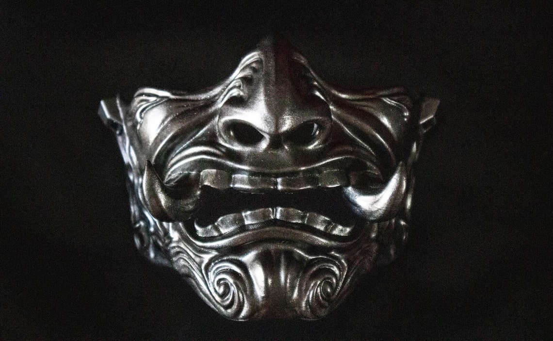 Oni Half Mask Japanese Wearable Samurai Style cosplay - Etsy