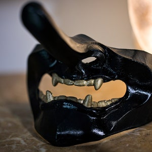 Tengu Half Face Wearable Cosplay Mask, Demon Hannya Samurai Mask ...