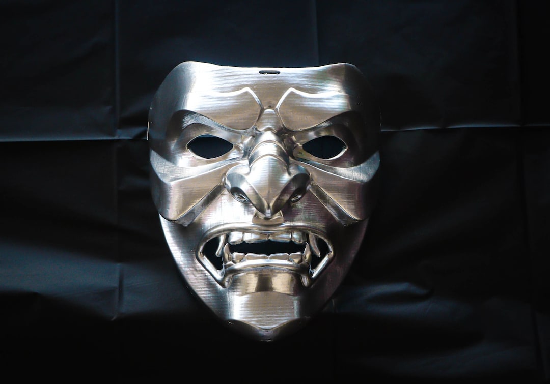 Kabuto Japanese Mask Silver Chrome, Wearable, Oni Samurai Full Face ...
