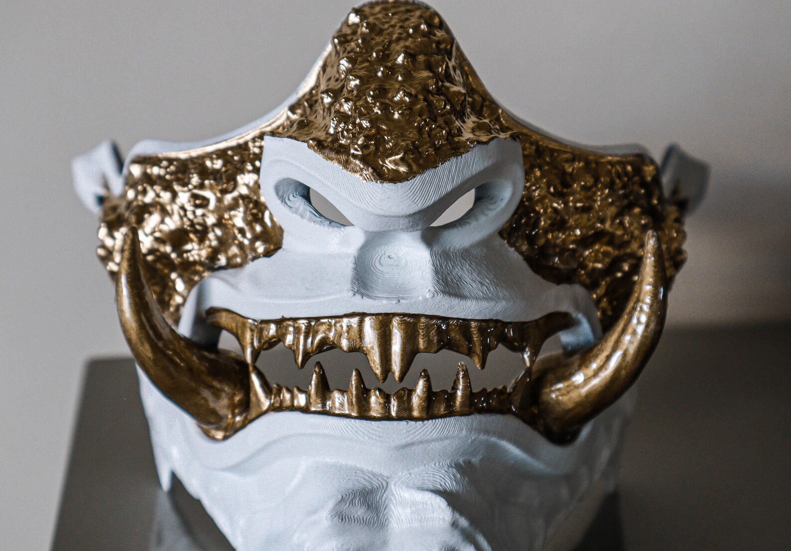 3D Printed Oni Mask: Japanese Samurai Hannya Style, White & Gold - Etsy