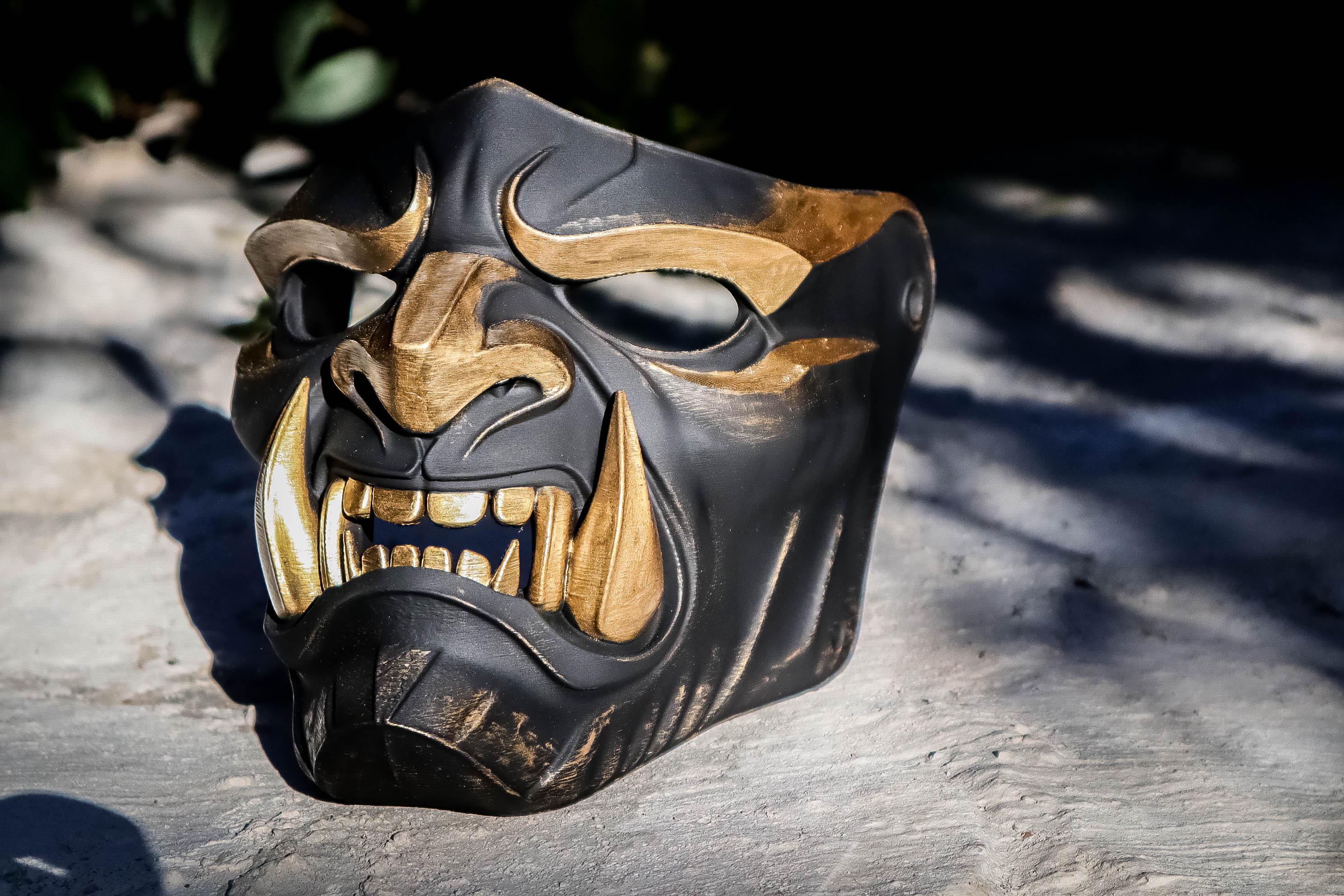 Handmade Black Oni Mask – Samurai Demon, Cosplay Wall Art - Etsy