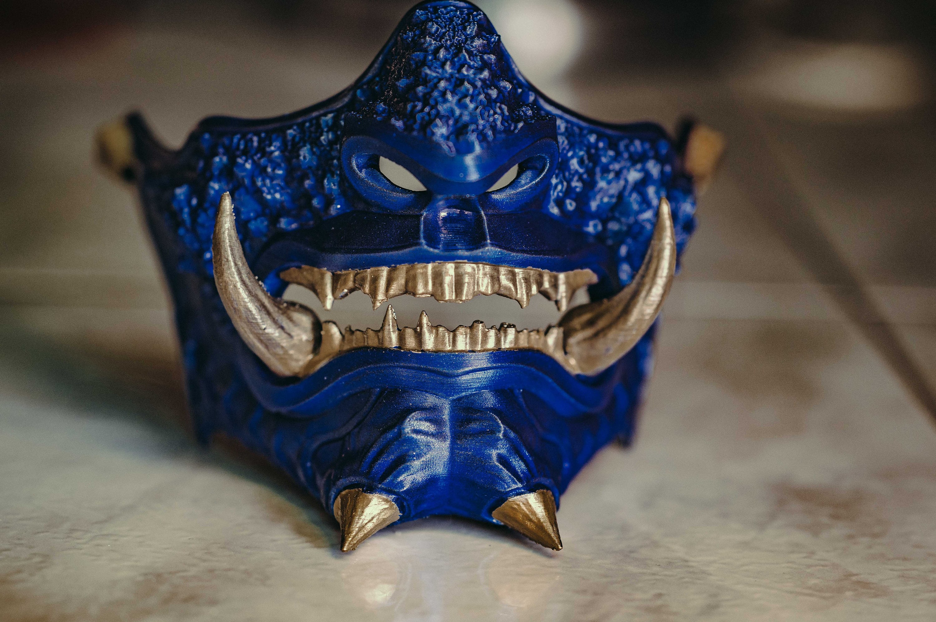 Oni Half Mask Japanese Wearable Samurai Style cosplay - Etsy