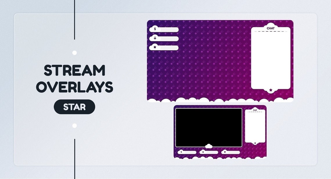 Animated stars & Clouds Stream Overlays for Vtubers Twitch Youtube ...