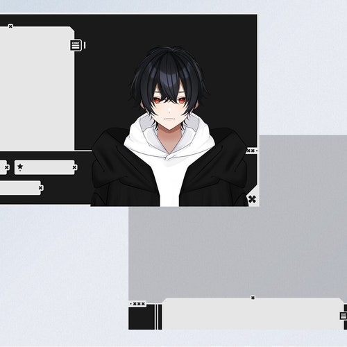 B&W Stream Overlays for Vtubers Twitch Youtube - Etsy UK