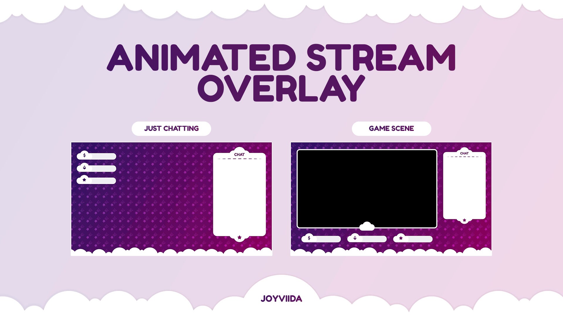 Animated stars & Clouds Stream Overlays for | Etsy UK