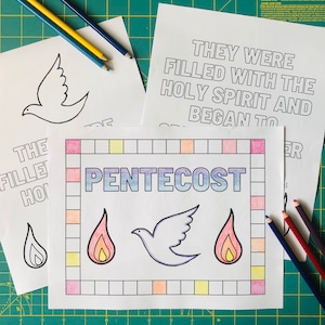 5 Pentecost Coloring Pages + DIY Mobile Craft - Flame and Dove - Holy ...