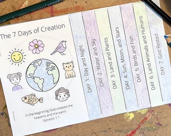 7 Days of Creation Mini Coloring Book, Flip Book, Bible Activity, Sunday School Lesson, Genesis ...