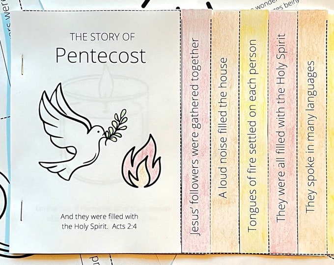 Pentecost 8 Page Mini Coloring Book Activity Bible Verses Holy Spirit ...