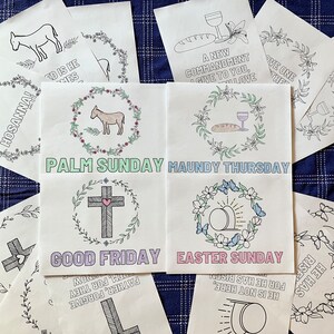Holy Week Bundle - 17 Coloring Pages + DIY Garland - Easter - Bible ...
