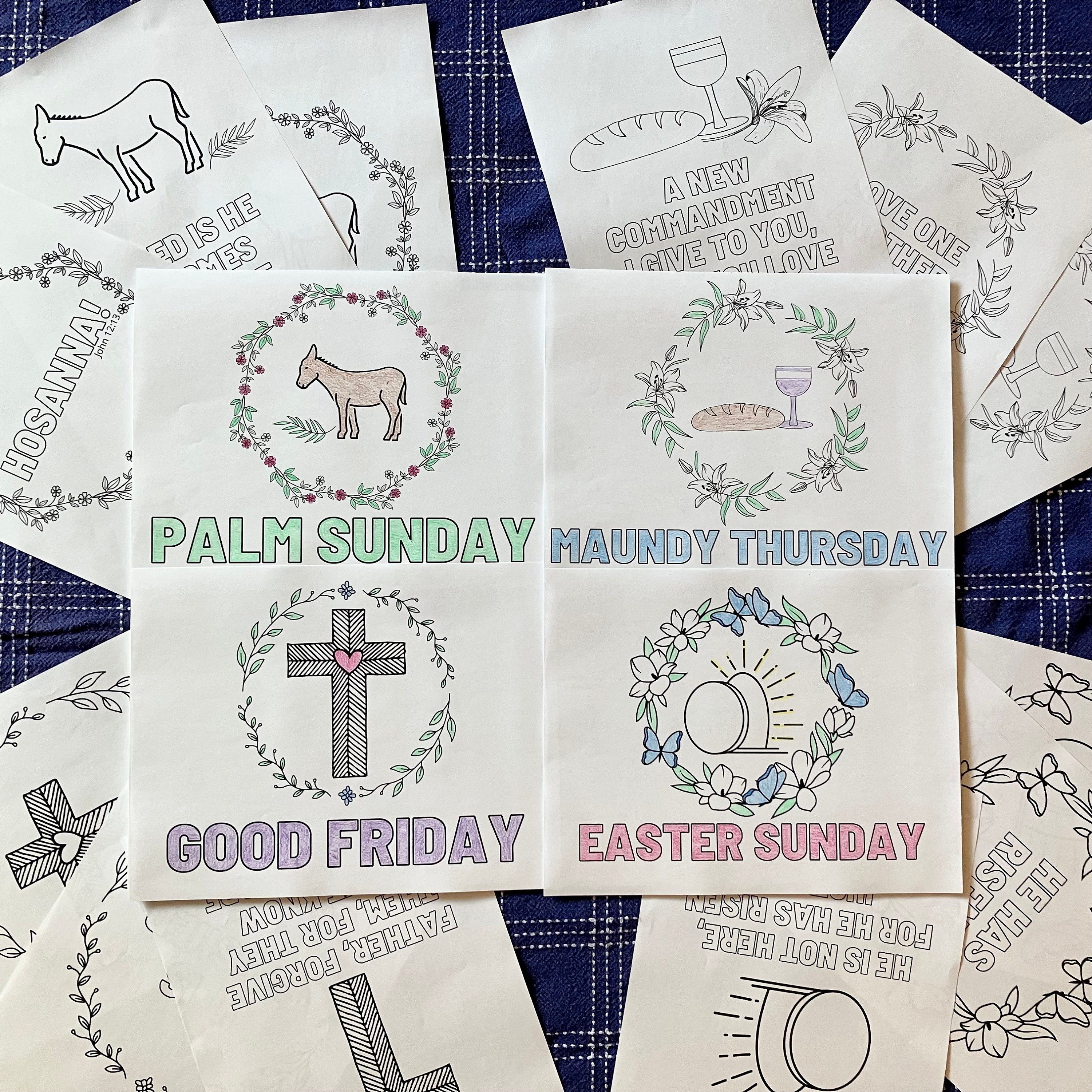 Holy Week Bundle - 17 Coloring Pages + DIY Garland - Easter - Bible ...