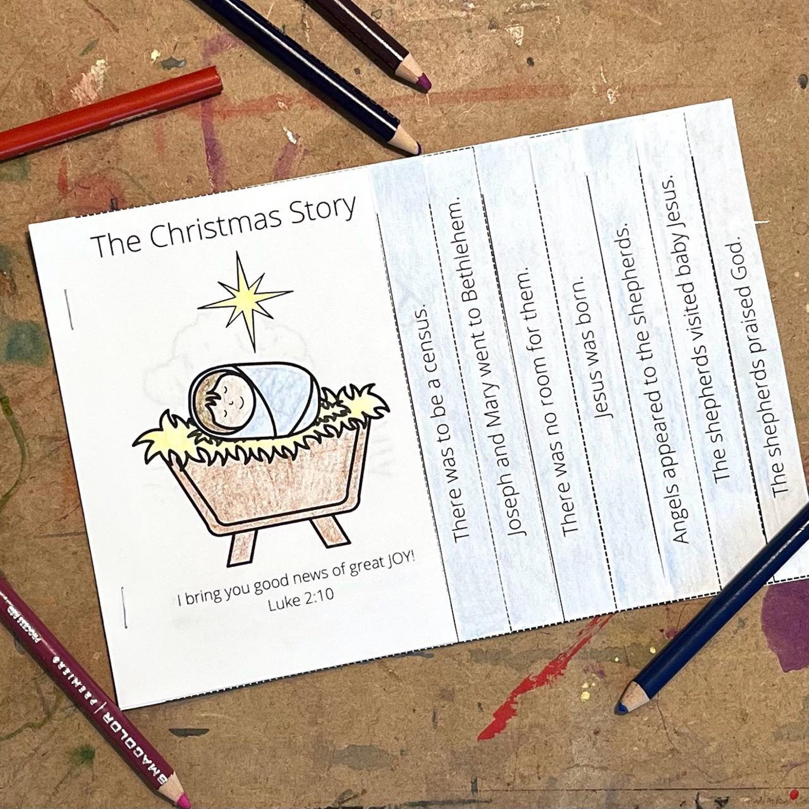 Christmas Story Coloring Book - Birth of Jesus - Bible Activity, Sunday ...