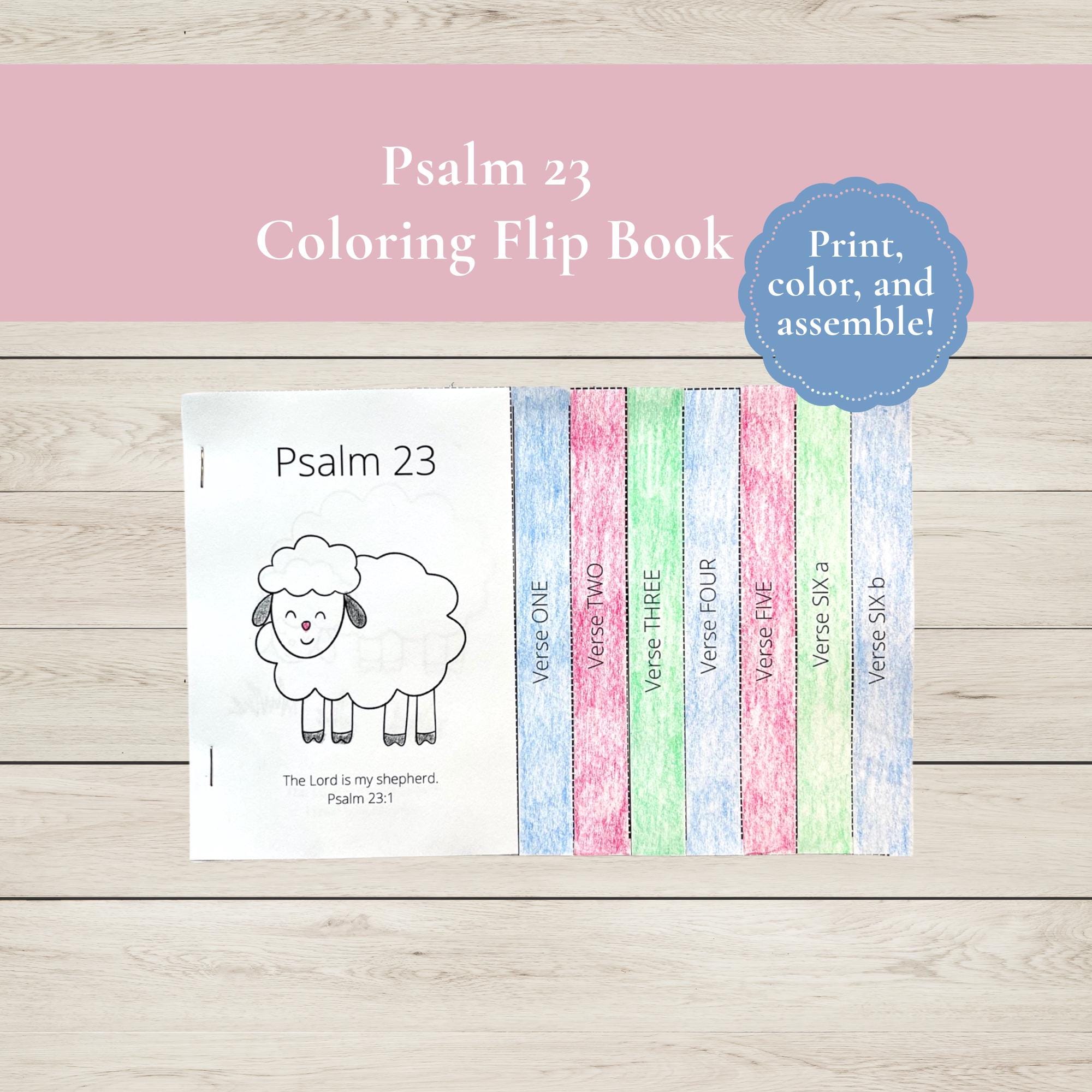 Psalm 23 - 8 Page Mini Coloring Book - Bible Activity - Preschool ...