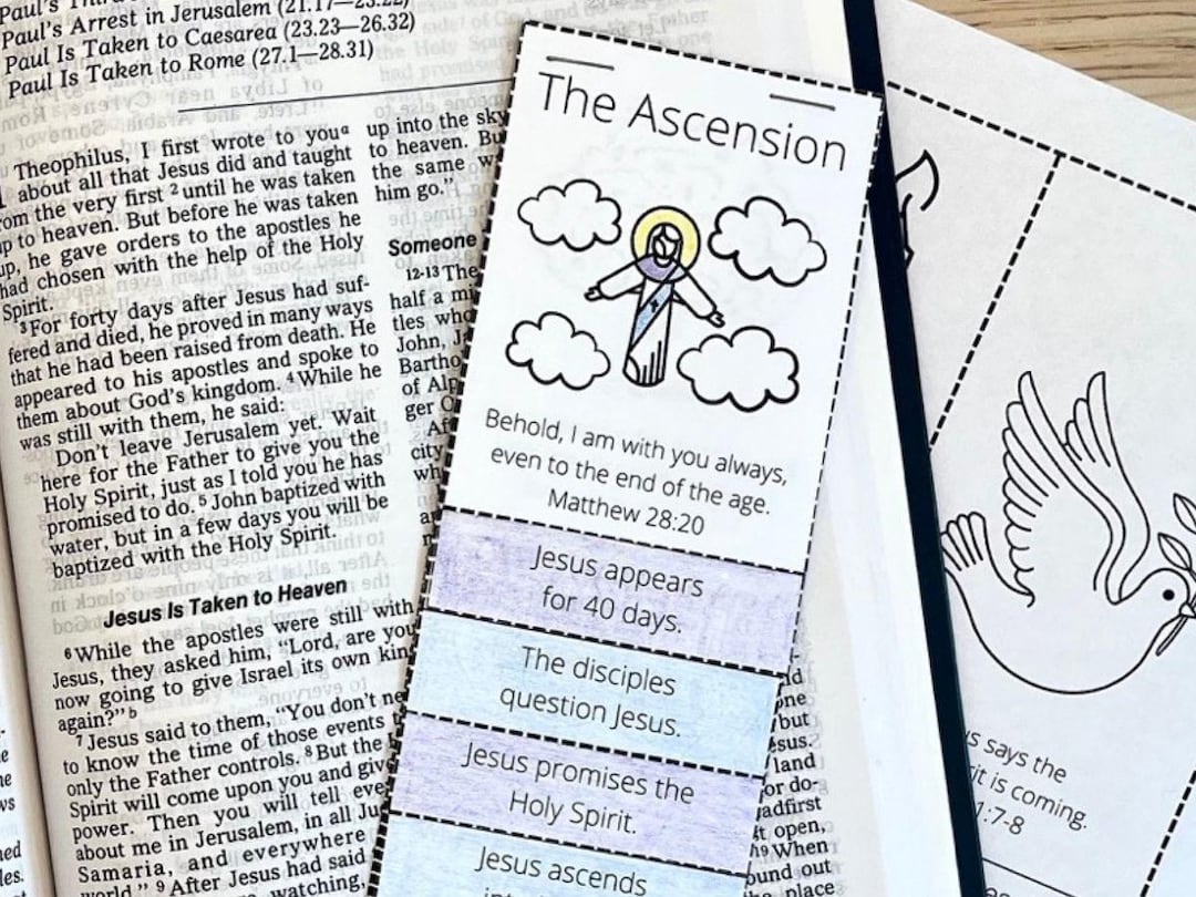 Jesus Ascension Craft, Sunday School Bookmark Activity, Christian ...