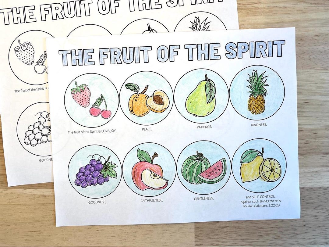 Fruit of the Spirit Coloring Pages, VBS Kids Craft File, Fruit of the ...