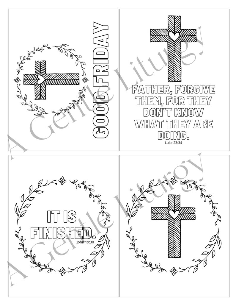 Holy Week Bundle 17 Coloring Pages DIY Garland Easter Bible Verses Kids ...