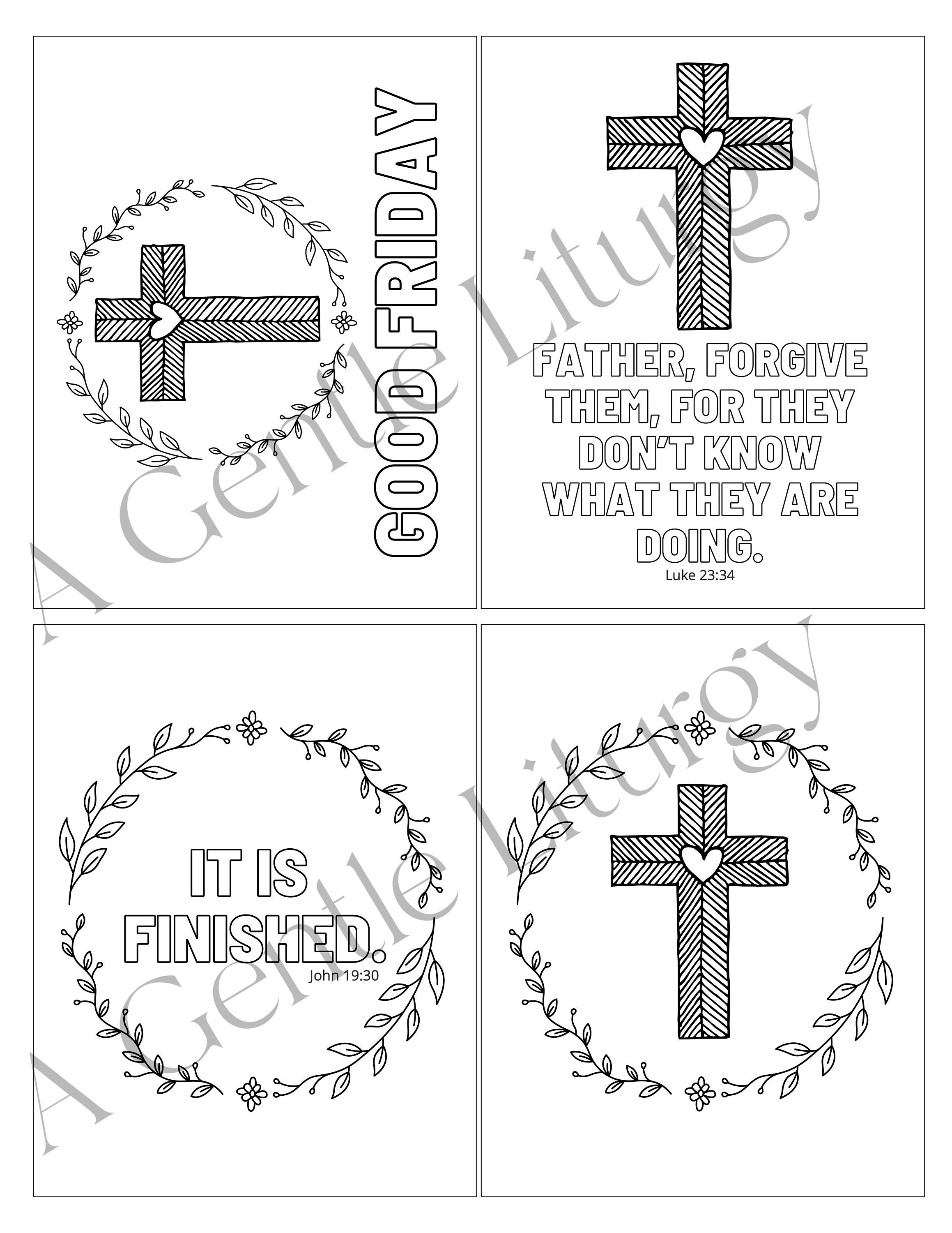 Holy Week Bundle 17 Coloring Pages DIY Garland Easter Bible Verses Kids ...