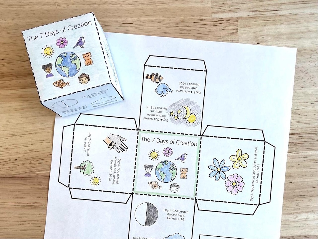 Gods Creation Craft for Kids, Creation Story Coloring Sheet, in the ...