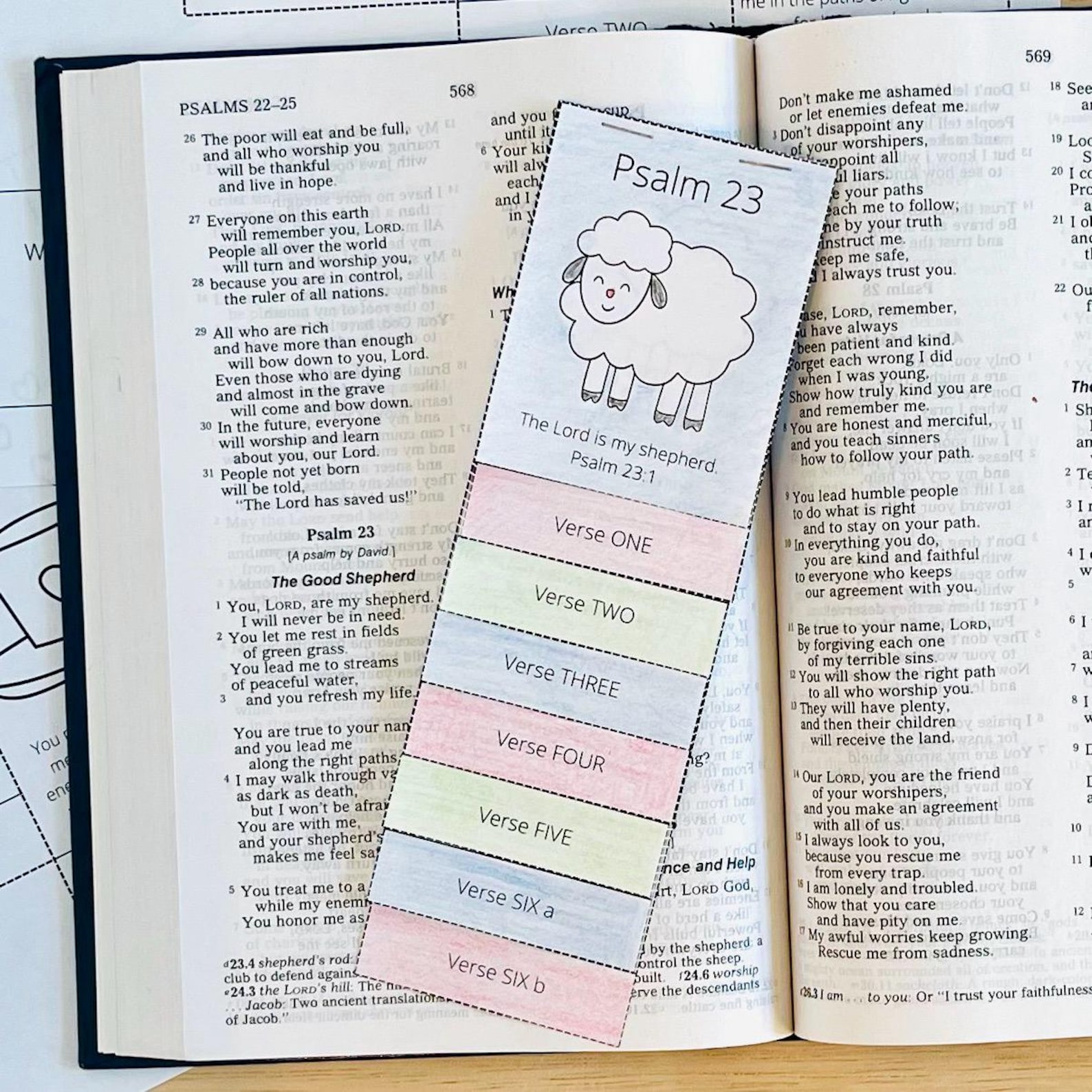 Psalm 23 Craft, Psalm 23 Book Mark, Sunday School Bookmark Activity ...