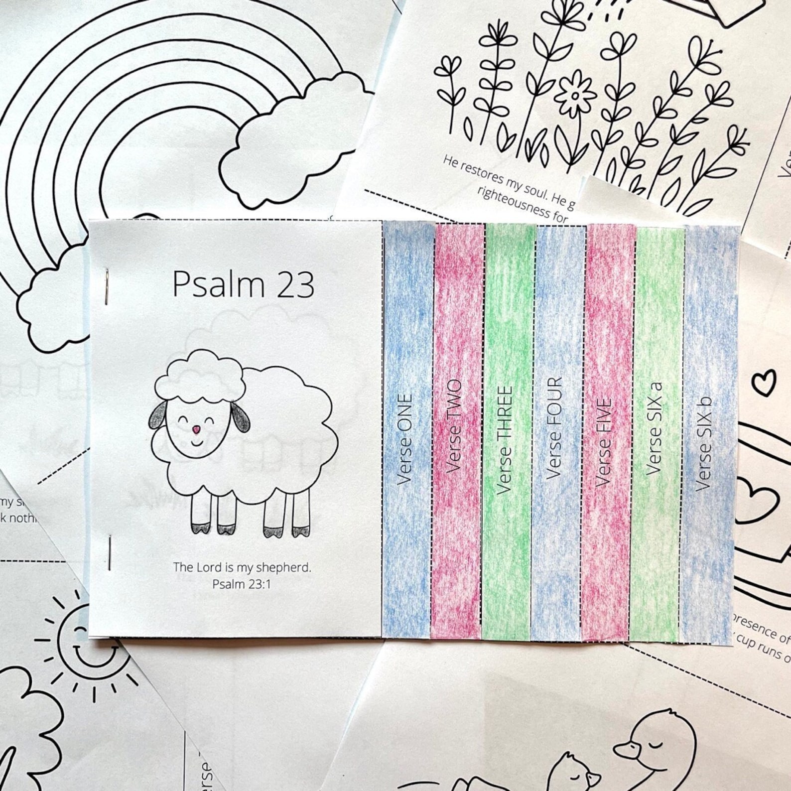 Psalm 23 - 8 Page Mini Coloring Book - Bible Activity - Preschool ...
