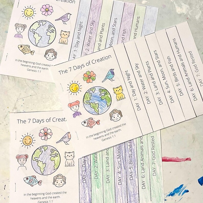 7 Days of Creation Mini Coloring Book, Flip Book, Bible Activity ...