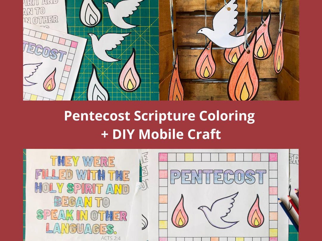 5 Pentecost Coloring Pages + DIY Mobile Craft - Flame and Dove - Holy ...