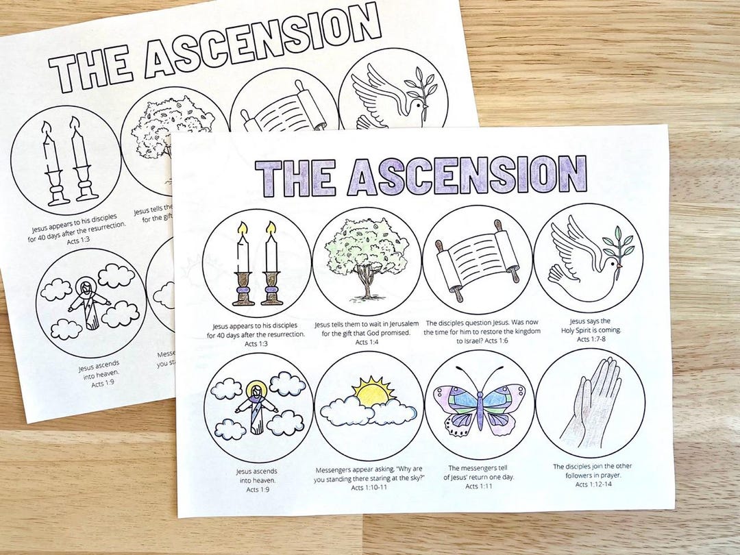 Jesus Ascension Craft, Bible Story Coloring Pages, Bible Activity ...