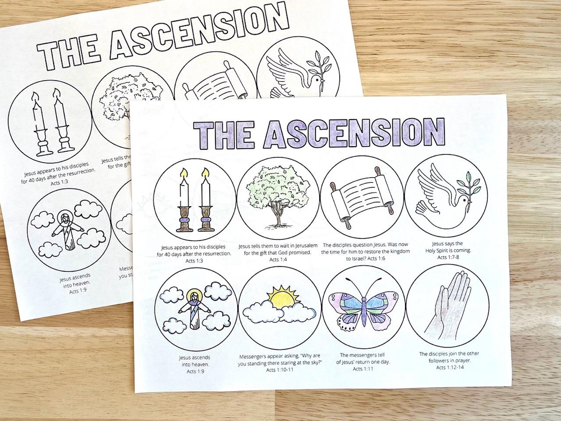 Jesus Ascension Craft, Bible Story Coloring Pages, Bible Activity ...