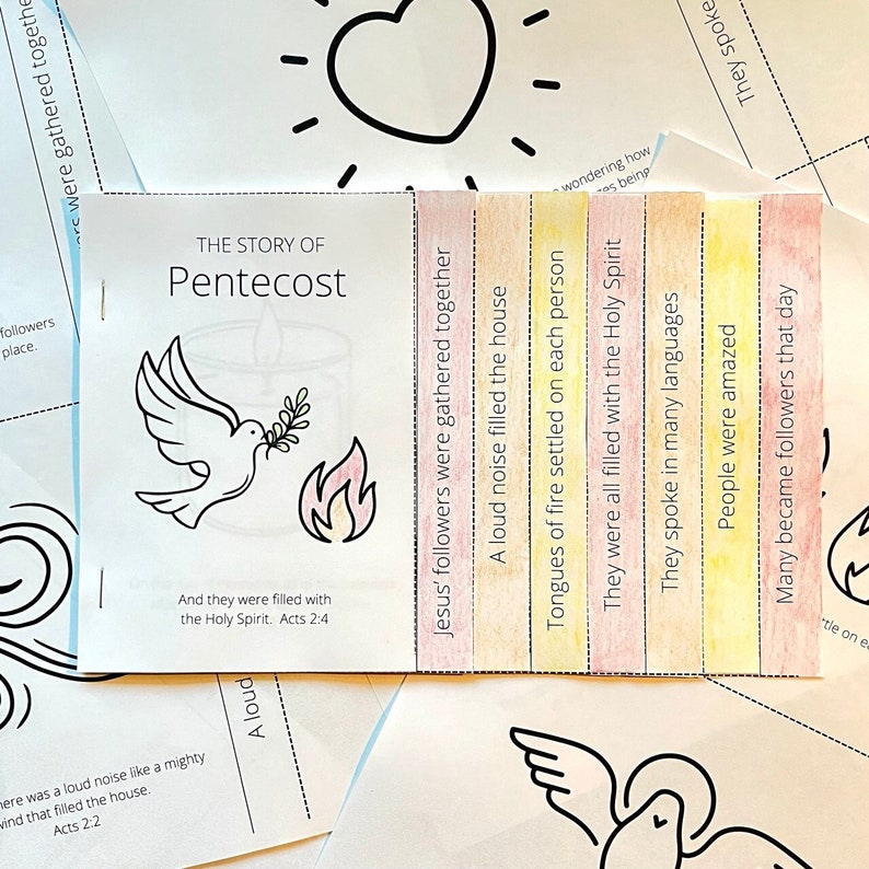 Pentecost 8 Page Mini Coloring Book - Activity - Bible Verses - Holy ...