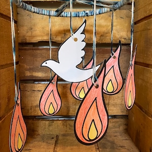 5 Pentecost Coloring Pages + DIY Mobile Craft - Flame and Dove - Holy ...