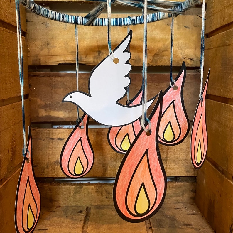 5 Pentecost Coloring Pages + DIY Mobile Craft - Flame and Dove - Holy ...