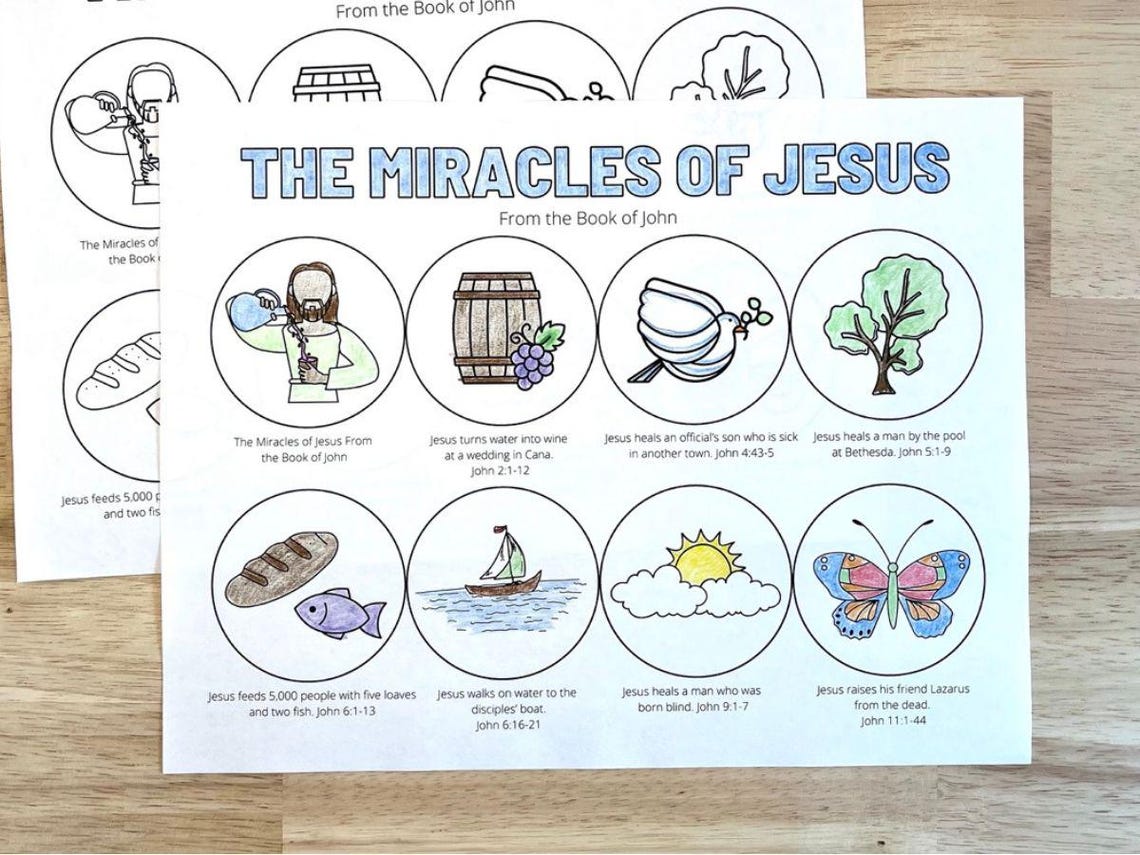 Jesus Miracles Crafts, VBS Kids Craft File, Miracles of Jesus for Kids ...