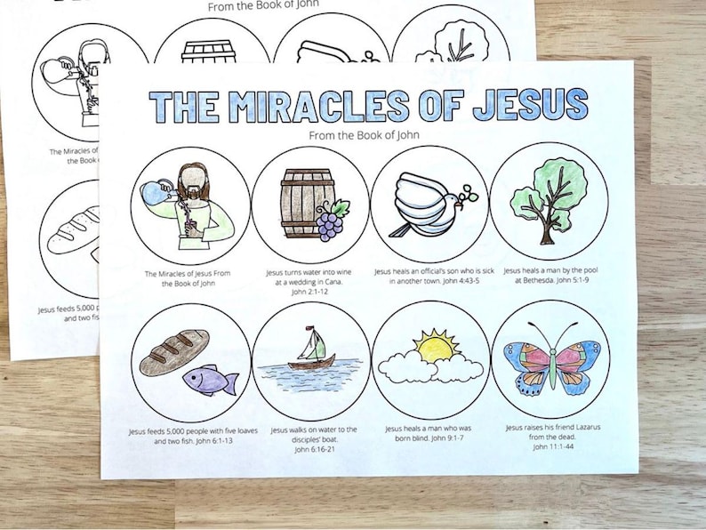 Jesus Miracles Crafts, VBS Kids Craft File, Miracles of Jesus for Kids ...