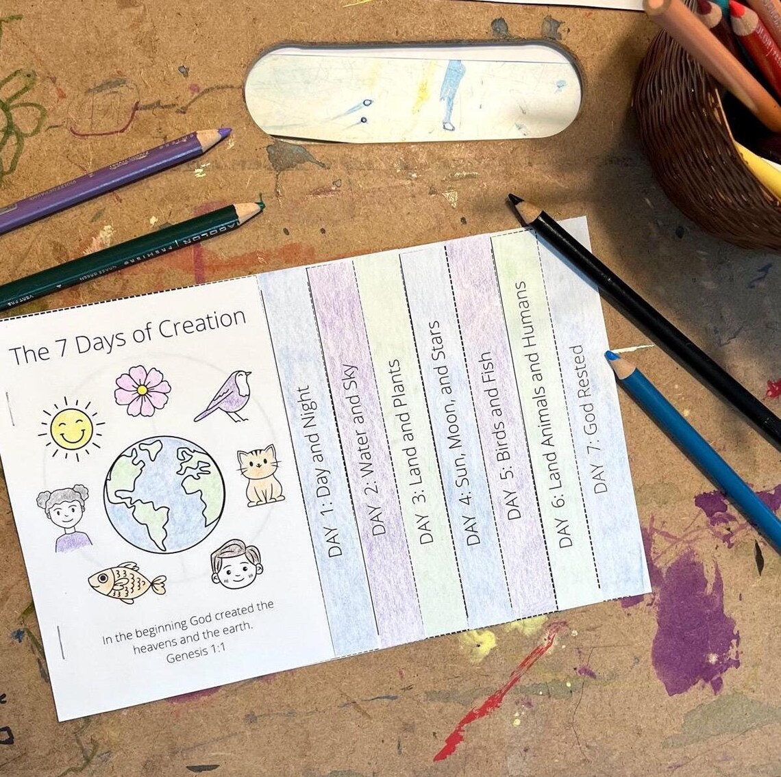 7 Days of Creation Mini Coloring Book, Flip Book, Bible Activity ...
