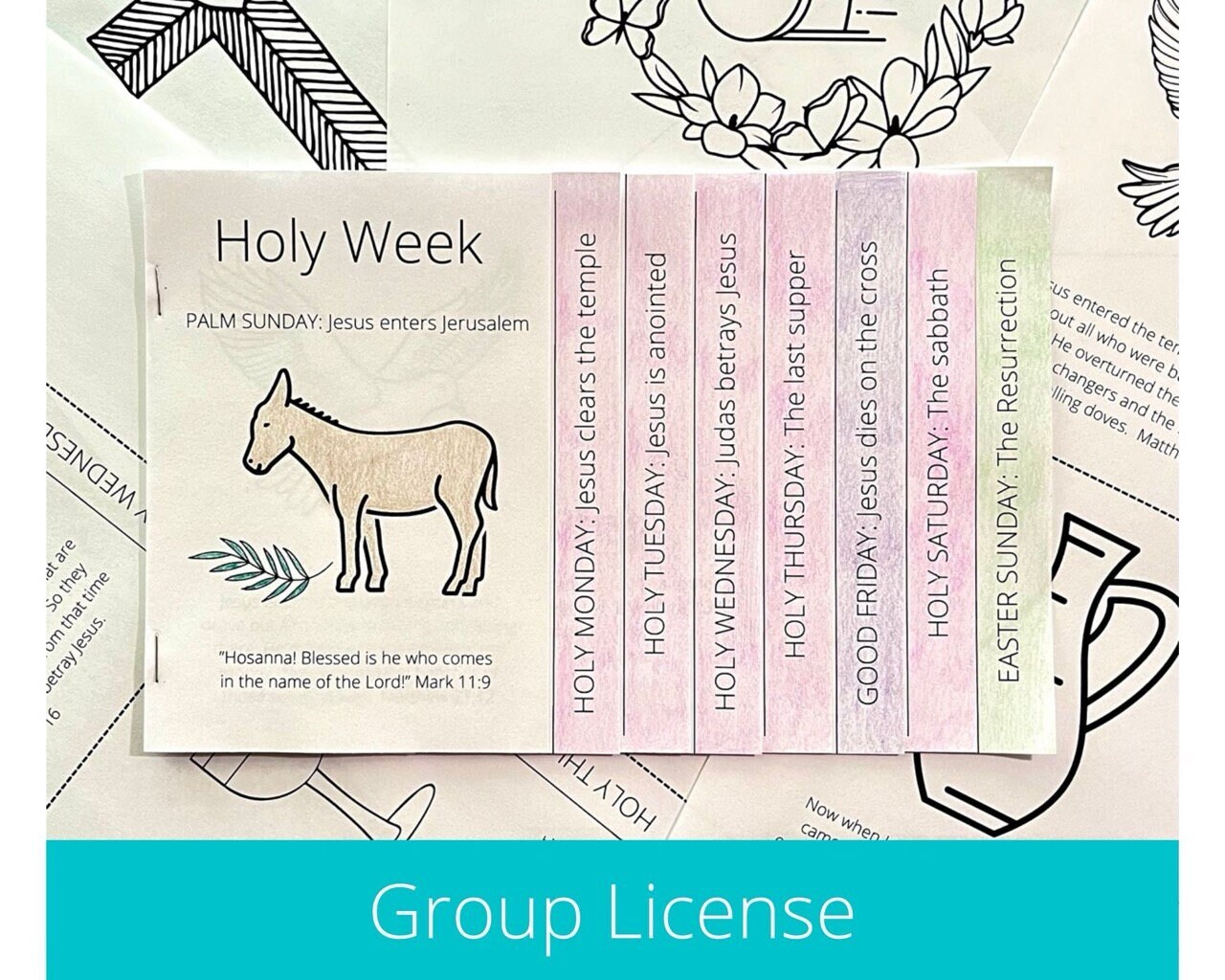 Group License Holy Week Mini Coloring Book Pages - Easter - Bible ...