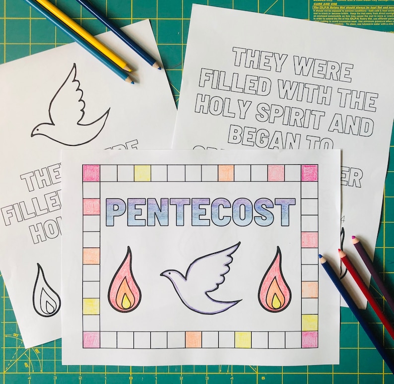 5 Pentecost Coloring Pages + DIY Mobile Craft - Flame and Dove - Holy ...