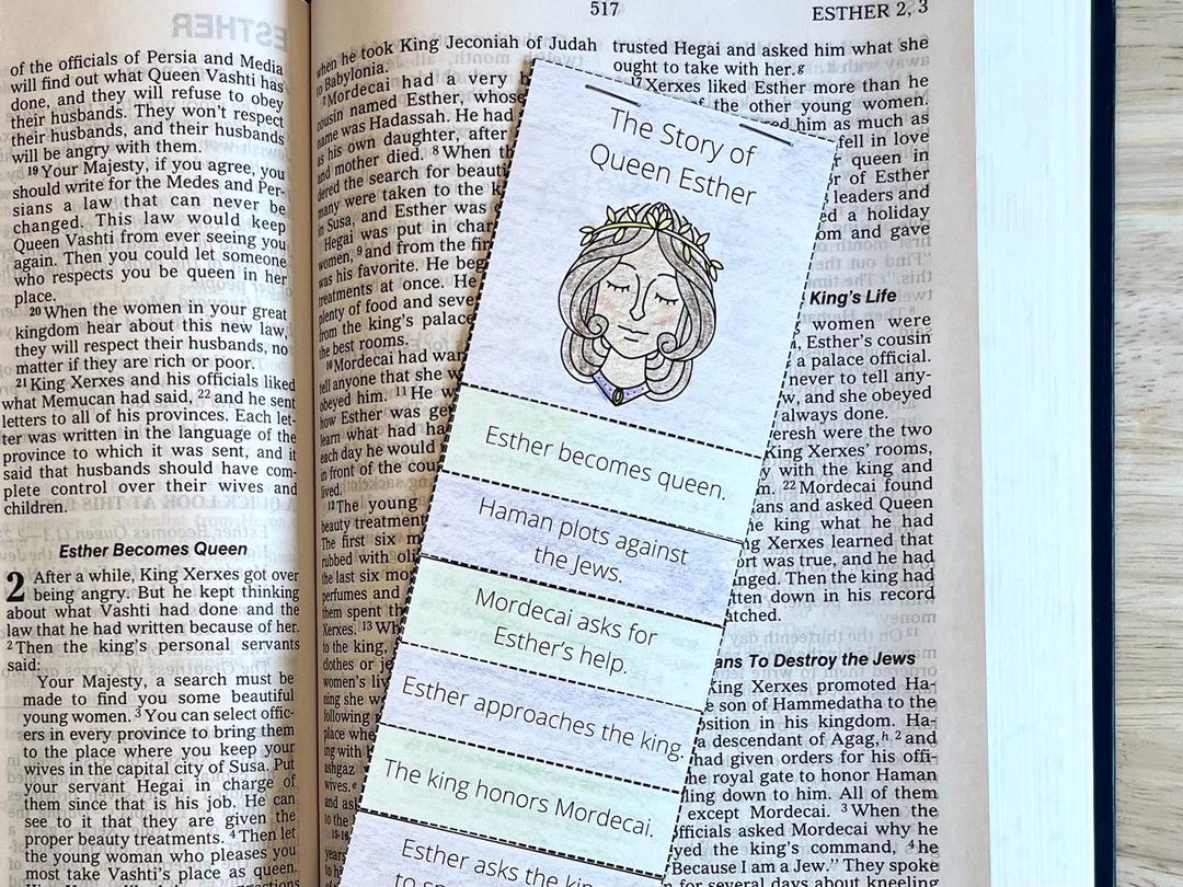 Queen Esther Printable Craft, Sunday School Bookmark Activity ...