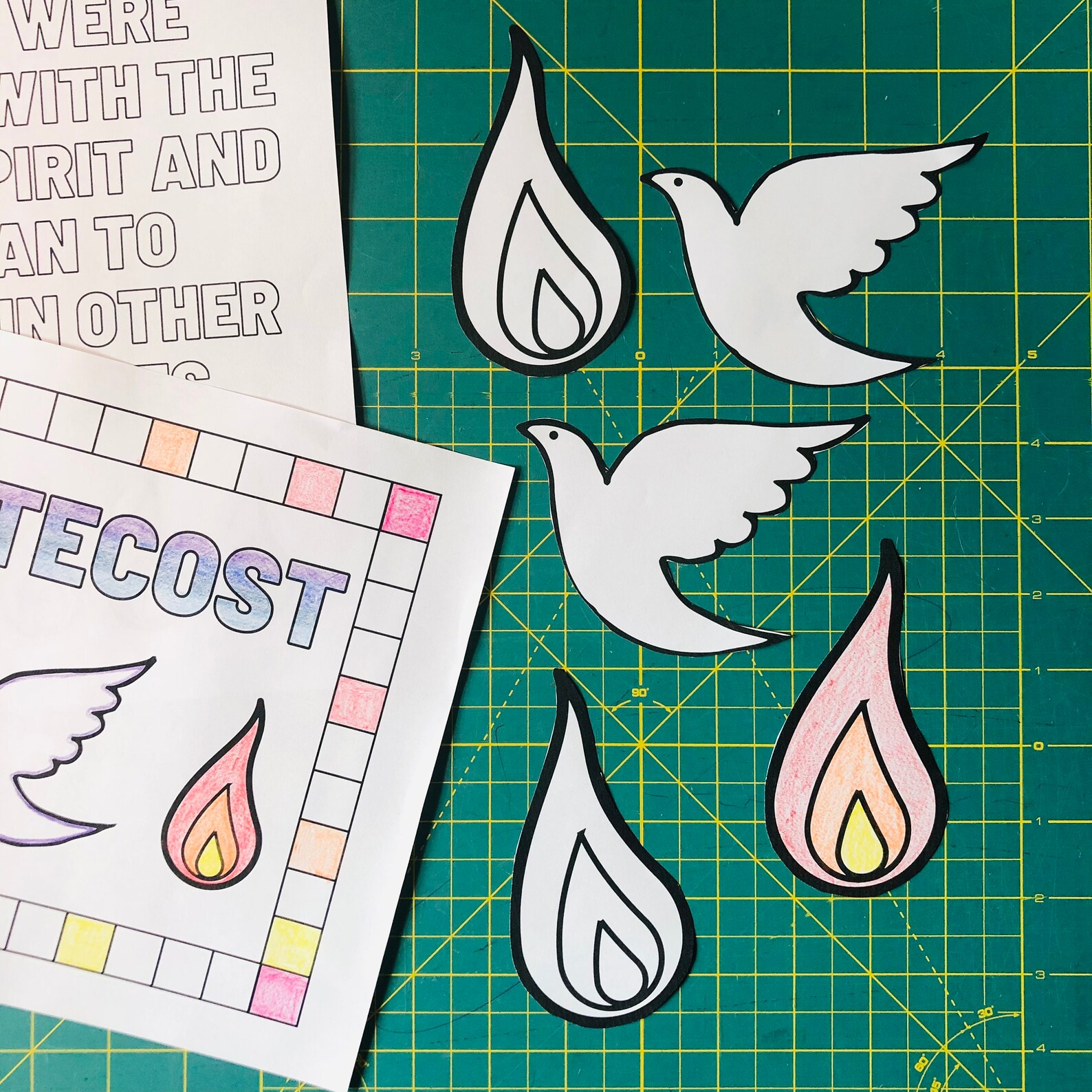 5 Pentecost Coloring Pages + DIY Mobile Craft - Flame and Dove - Holy ...