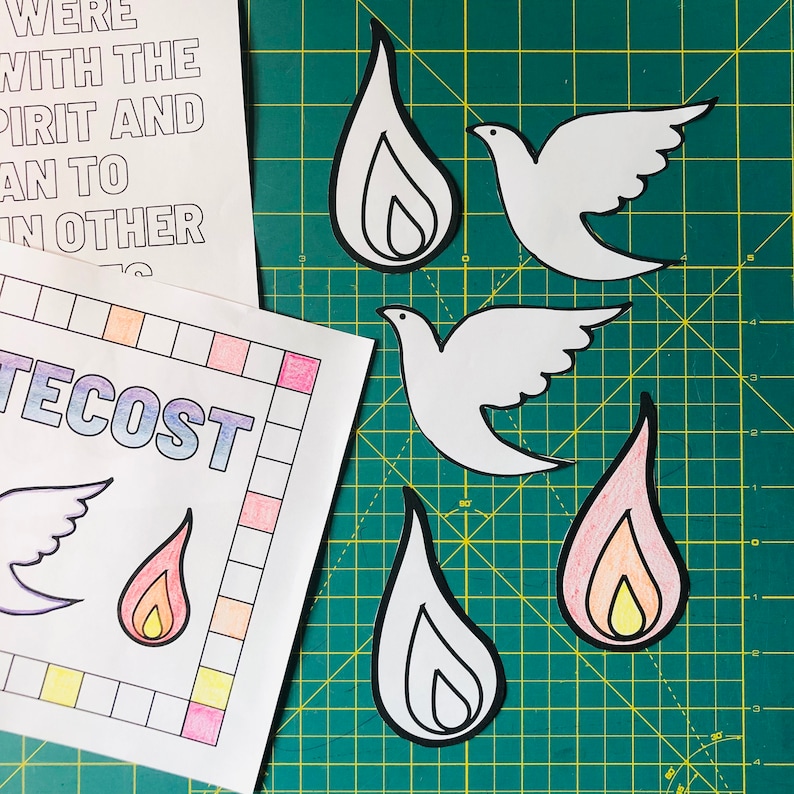 5 Pentecost Coloring Pages + DIY Mobile Craft - Flame and Dove - Holy ...