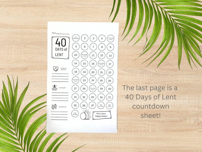 Lent for Kids, Lent Countdown, 40 Days of Lent Activities, Ash ...