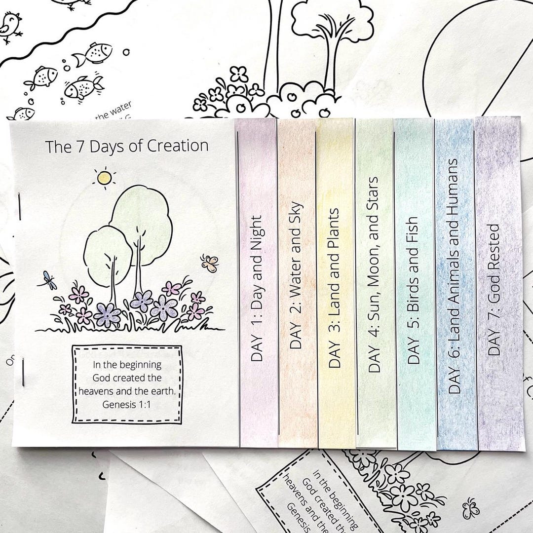 7 Days of Creation Mini Coloring Book, Flip Book, Bible Activity ...
