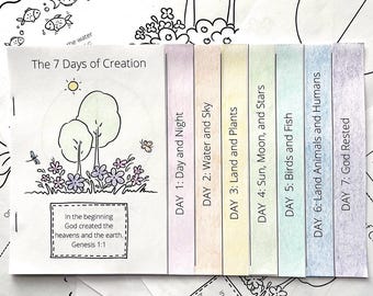 7 Days of Creation Mini Coloring Book, Flip Book, Bible Activity ...