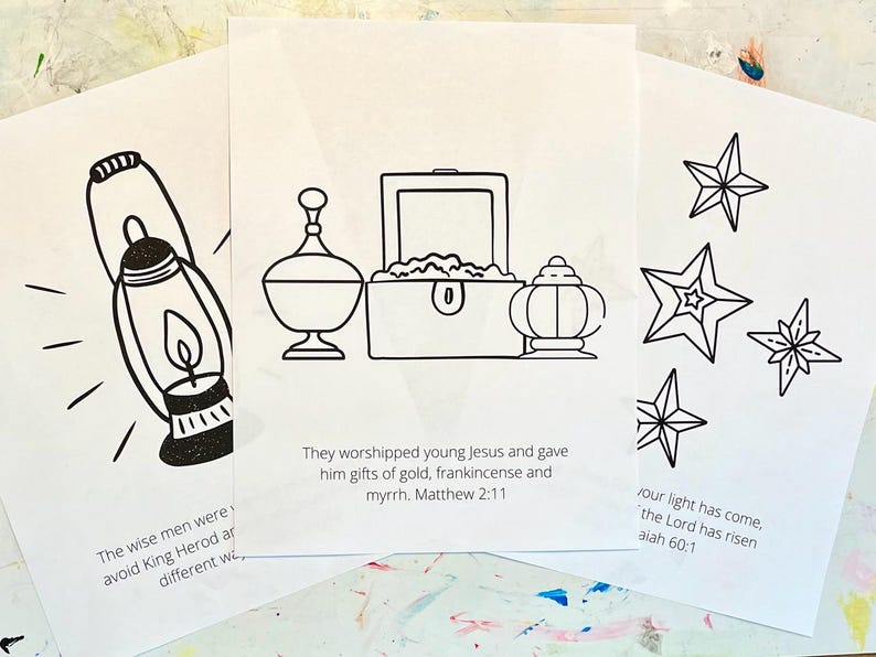 Epiphany Christmas Coloring Sheets, Three Wise Men, Three Kings Day ...