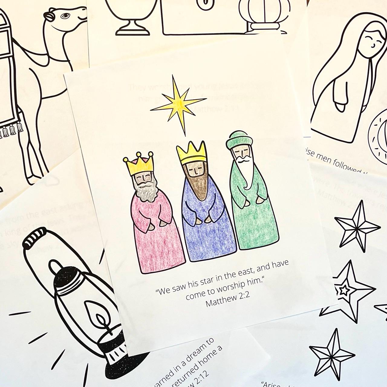 Epiphany Christmas Coloring Sheets, Three Wise Men, Three Kings Day ...
