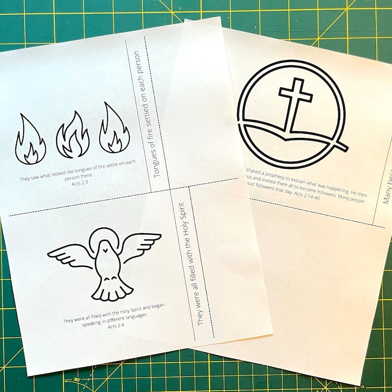 Pentecost 8 Page Mini Coloring Book - Activity - Bible Verses - Holy ...