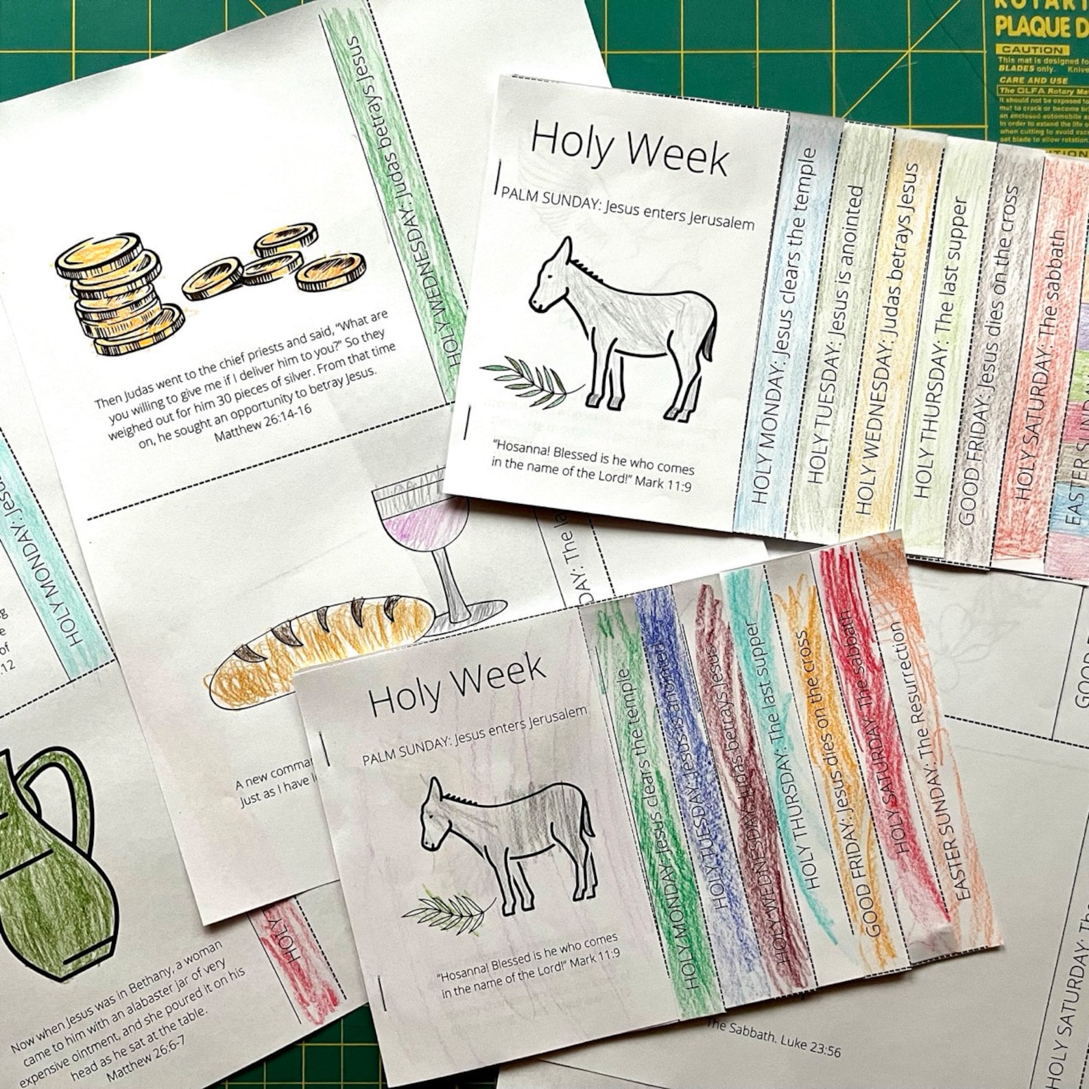Holy Week 8 Pages Mini Coloring Book - Easter - Bible Verses - Kids ...